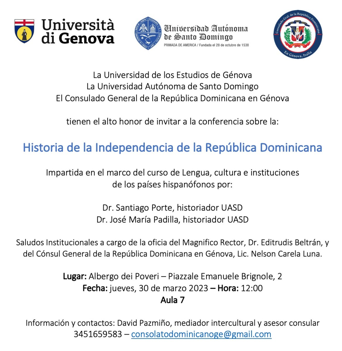 El Cónsul General de la República Dominicana Nelsón Carela invita a la ...